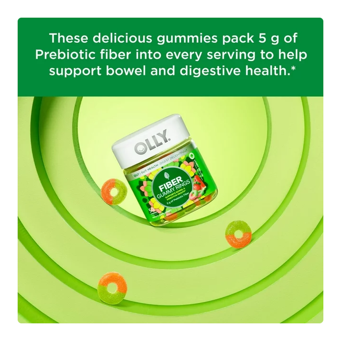 OLLY Fiber Gummy Rings Supplement, 5g Prebiotic Fiber,Fructo-oligosacc ...