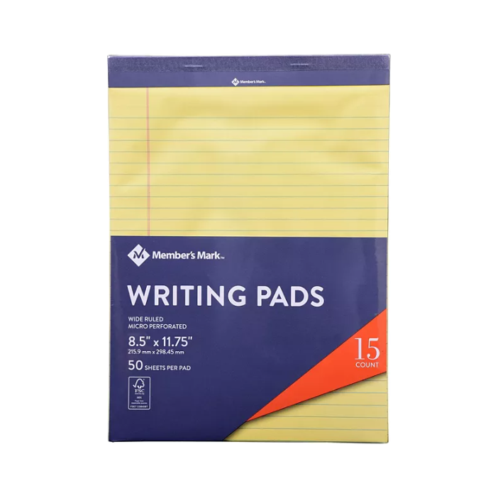Member's Mark Legal Writing Pad - Perforated Canary 15-Pack — Custom Treats