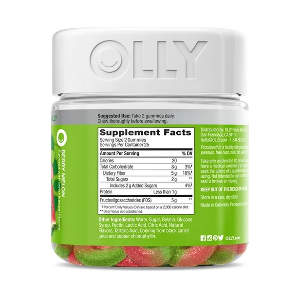 OLLY Fiber Gummy Rings Supplement, 5g Prebiotic Fiber,Fructo-oligosacc ...