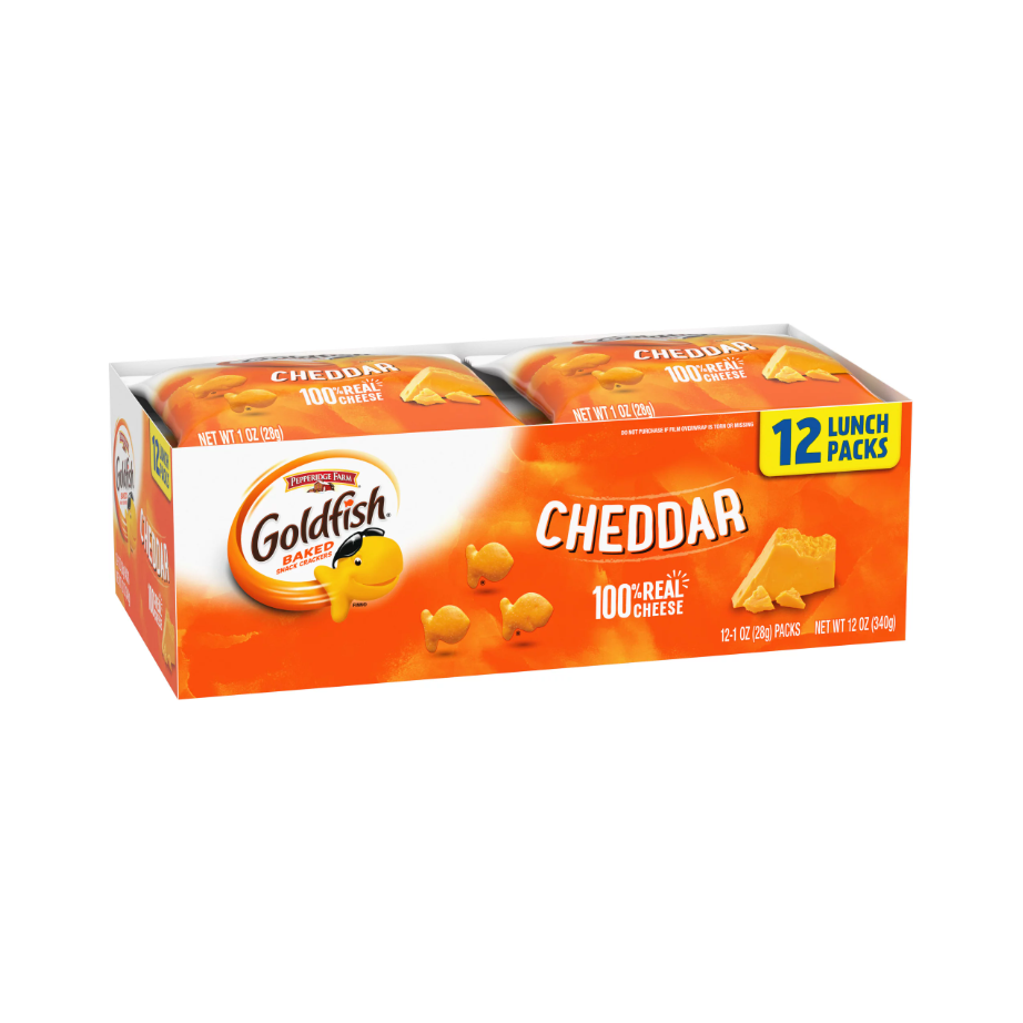 Goldfish Cheddar Cheese Crackers, Snack Packs, 1 oz, 12 CT Multi-Pack ...