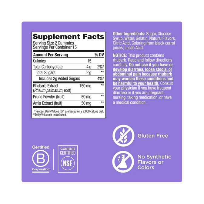 OLLY Keep it Moving Laxative Supplement, Constipation Support, Rhubarb ...