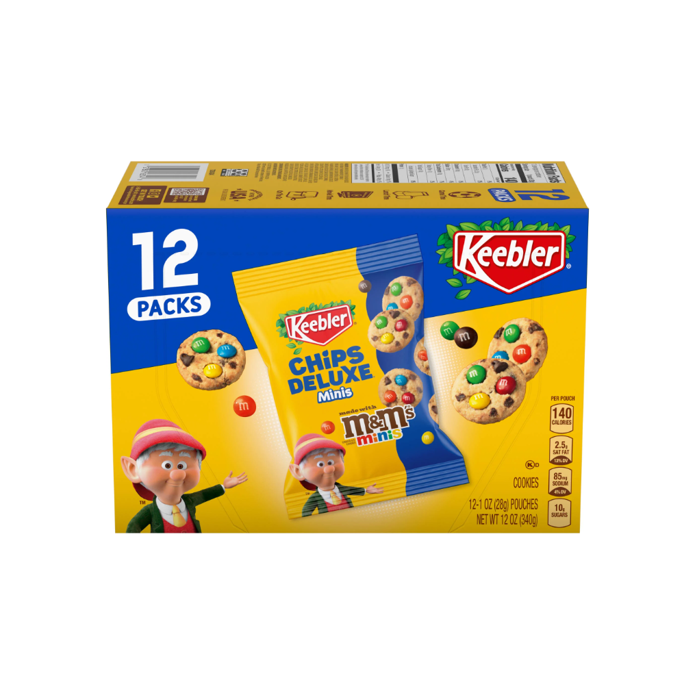 Keebler Chips Deluxe Minis Cookies with M&M's Minis Snack Bags , 12 Co ...