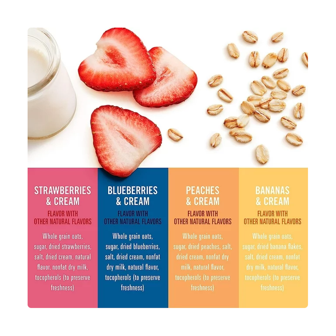 Quaker, Fruit & Cream Oatmeal, Variety Pack, 1.05 oz, 8 Packets ...