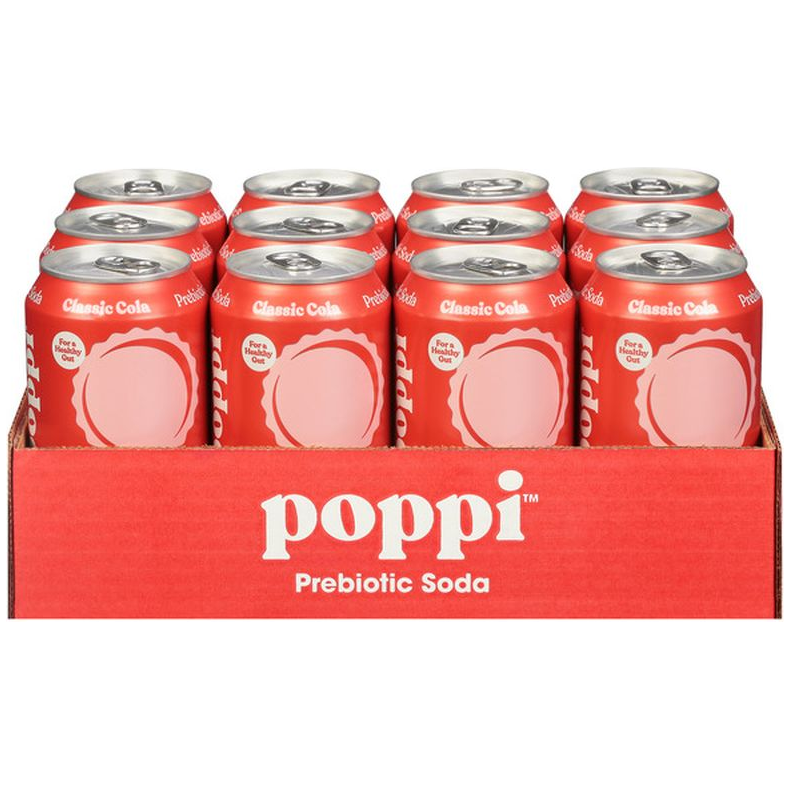 Poppi Prebiotic Soda, Classic Cola 12 oz 12 pack — Custom Treats