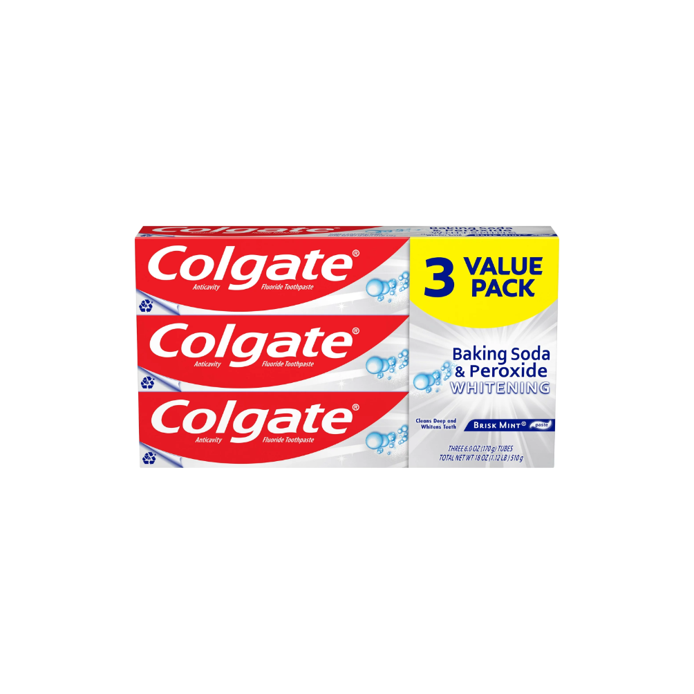 Colgate Baking Soda and Peroxide Whitening Toothpaste, Brisk Mint, 3 P ...