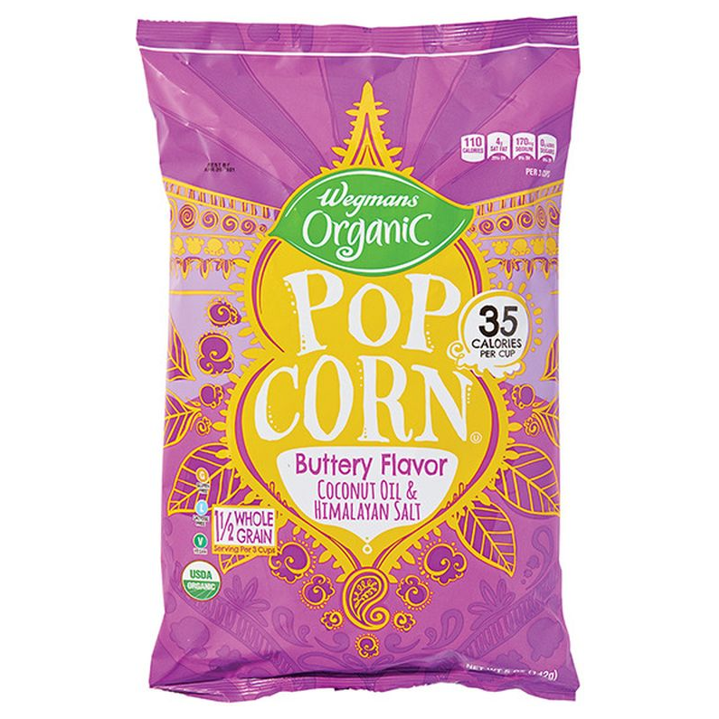 Wegmans Organic Popcorn, Butter Flavor, Coconut Oil & Himalayan Salt ...