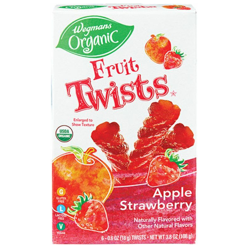 Wegmans Organic Fruit Twists, Apple Strawberry — Custom Treats