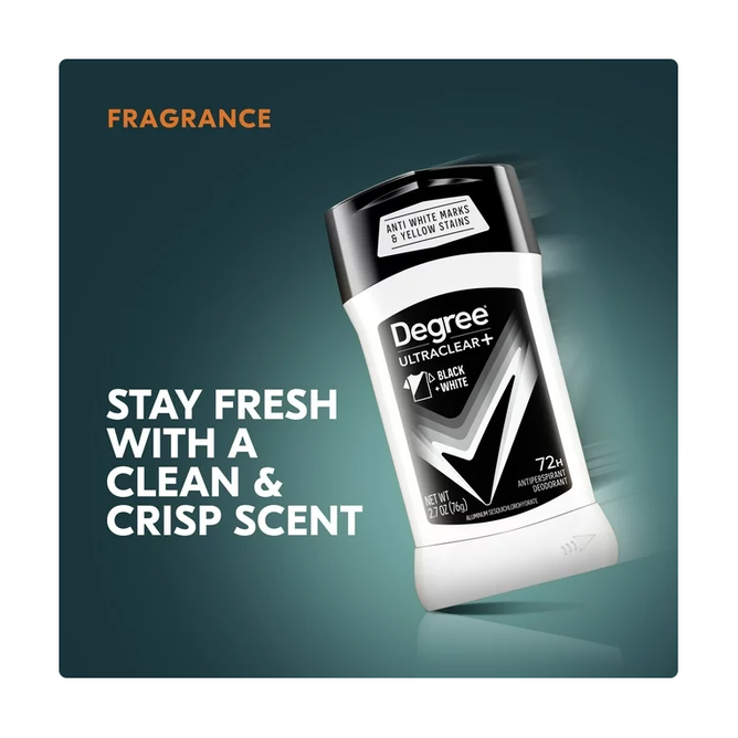 Degree Men UltraClear 72H Antiperspirant Deodorant Black+White, 2.7 oz ...