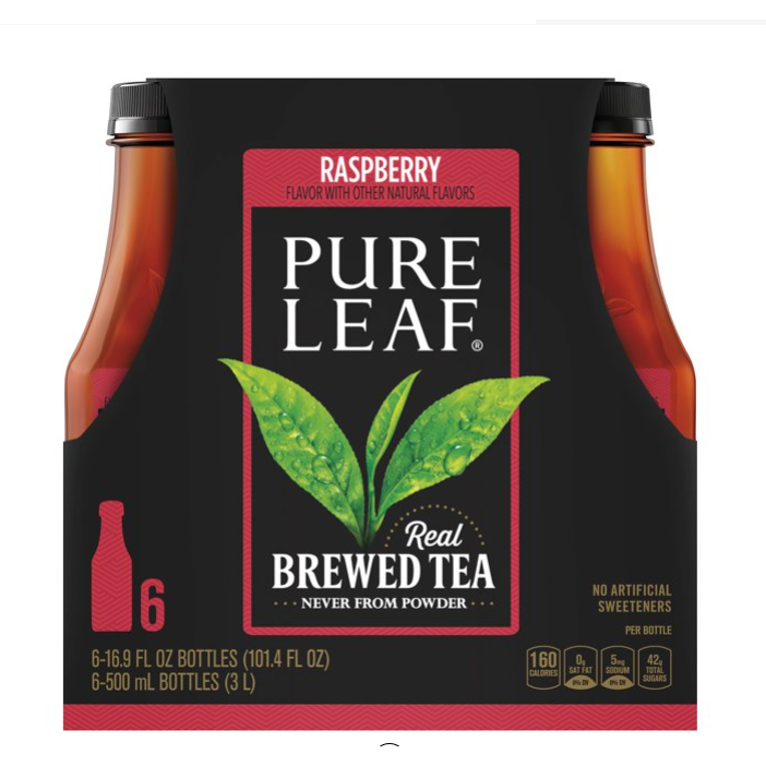 Pure Leaf Raspberry Real Brewed Iced Tea, 16.9 oz, 6 Pack Bottles ...