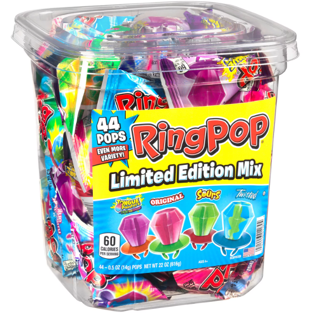 Ring Pop Assorted Flavors Lollipops Candy Tub Bulk Variety Pack (0.5 o — Custom Treats